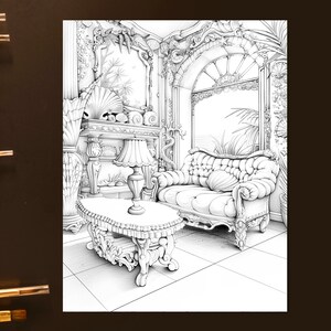 Mermaid Magical Rooms Adult Coloring Pages, Enchanted Interior ...