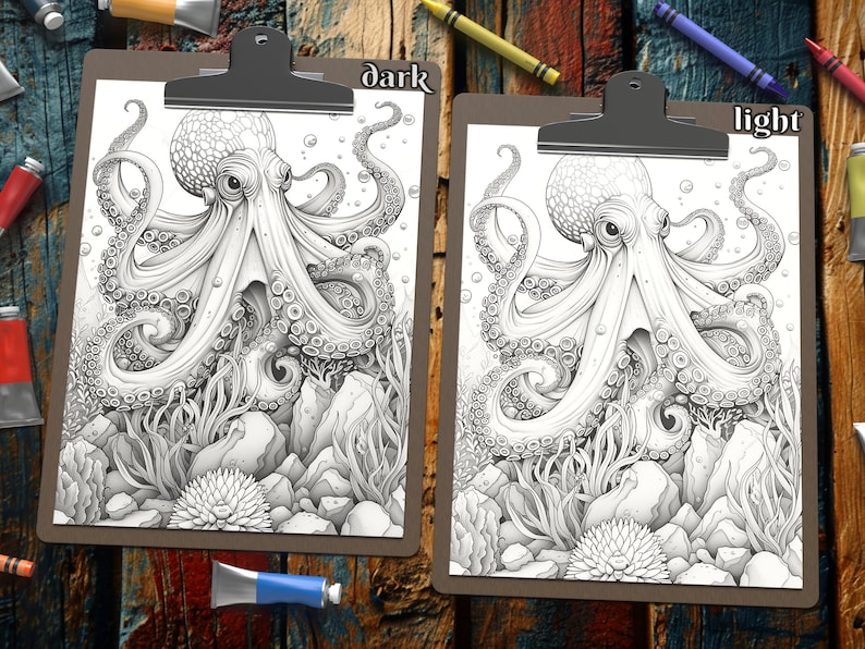 Ocean Worlds Adult Coloring Pages, Nature Wildlife Landscape Grayscale ...