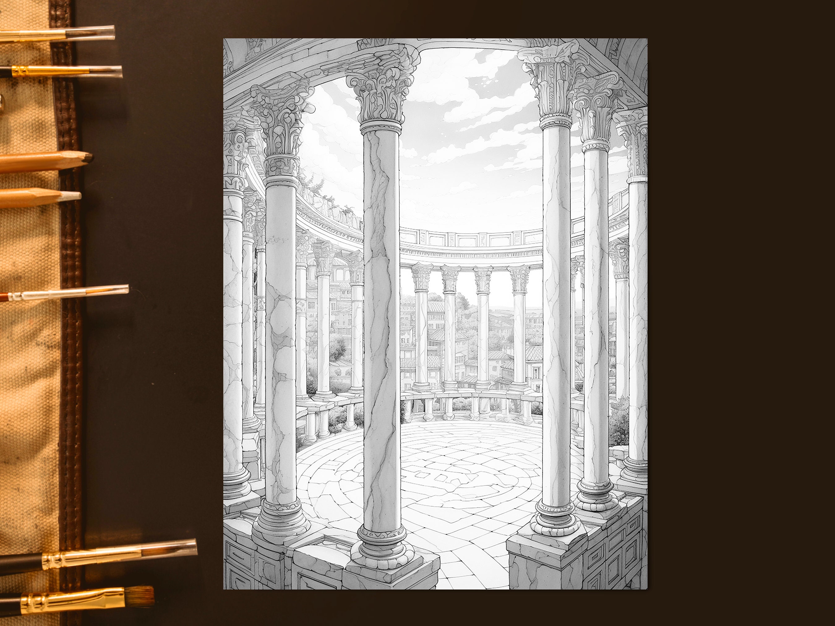 Ancient Rome Adult Grayscale Coloring Pages Beautiful Landscapes ...