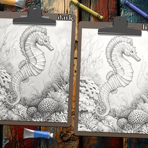 Ocean Worlds Adult Coloring Pages, Nature Wildlife Landscape Grayscale ...