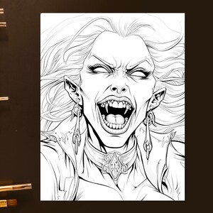 Vampires Adult Coloring Book Fantasy Creatures Coloring Page Digital ...