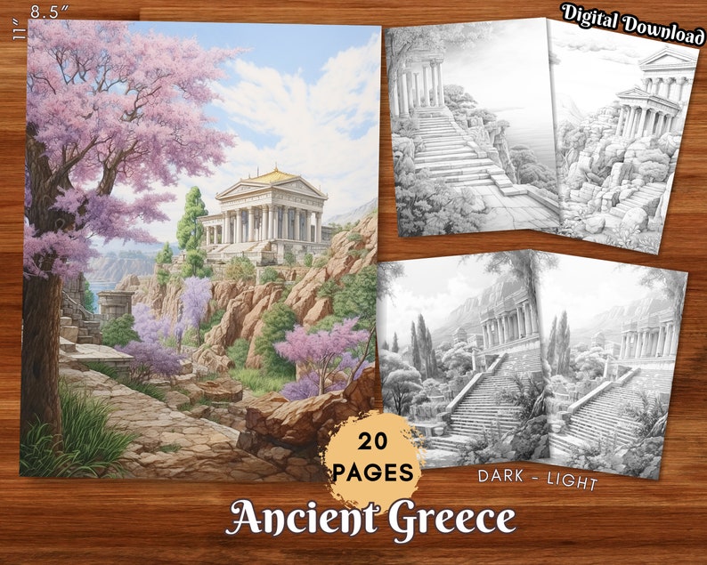 Ancient Greece Adult Coloring Book Beautiful Landscapes - Etsy