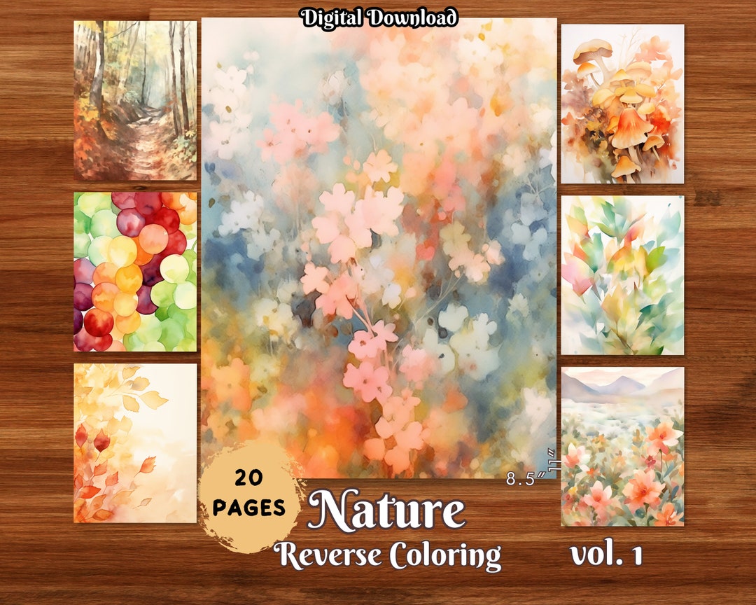 Nature Reverse Coloring Book Beautiful Landscapes Adult Coloring Page ...