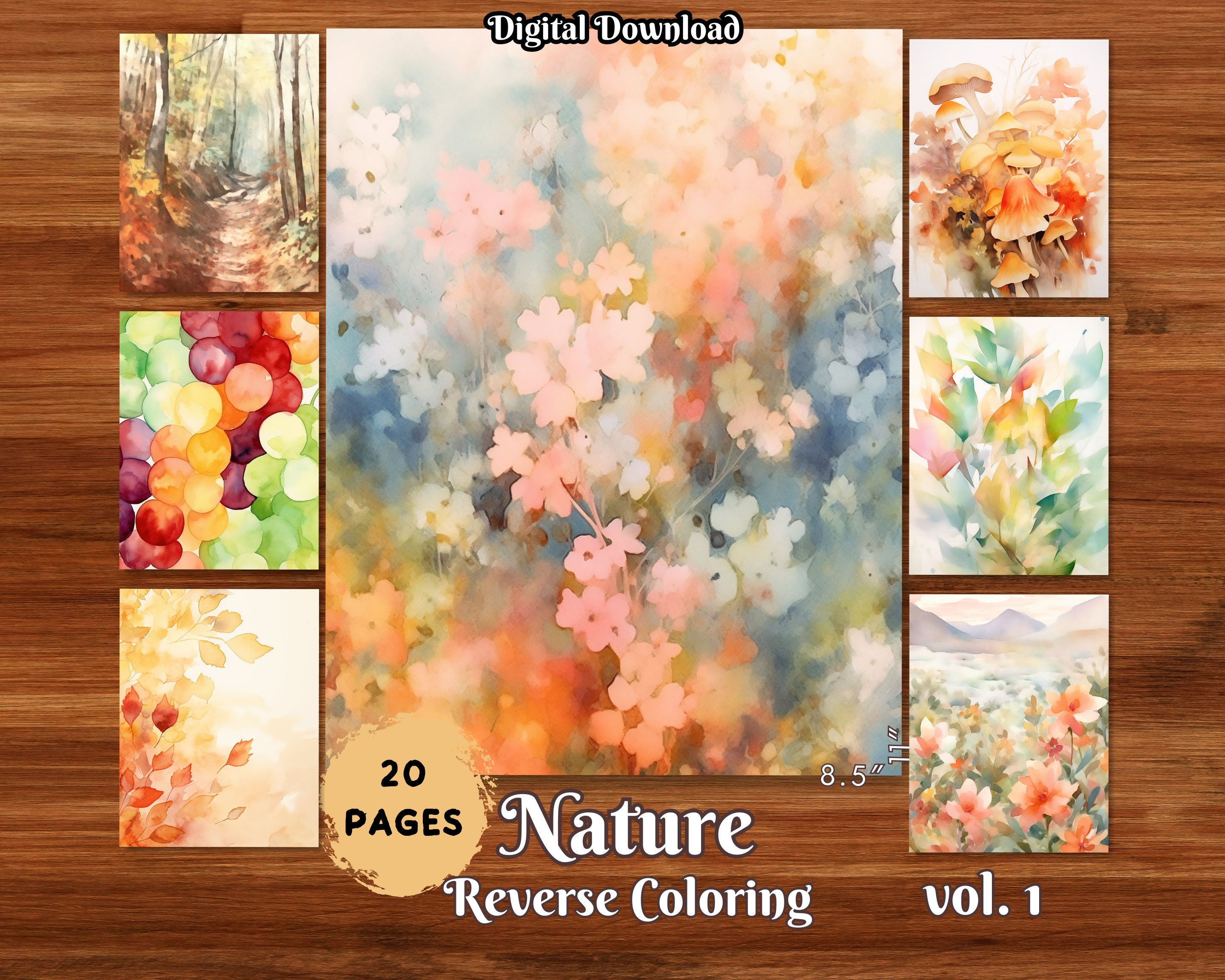 Nature Reverse Coloring Book Beautiful Landscapes Adult Coloring Page ...