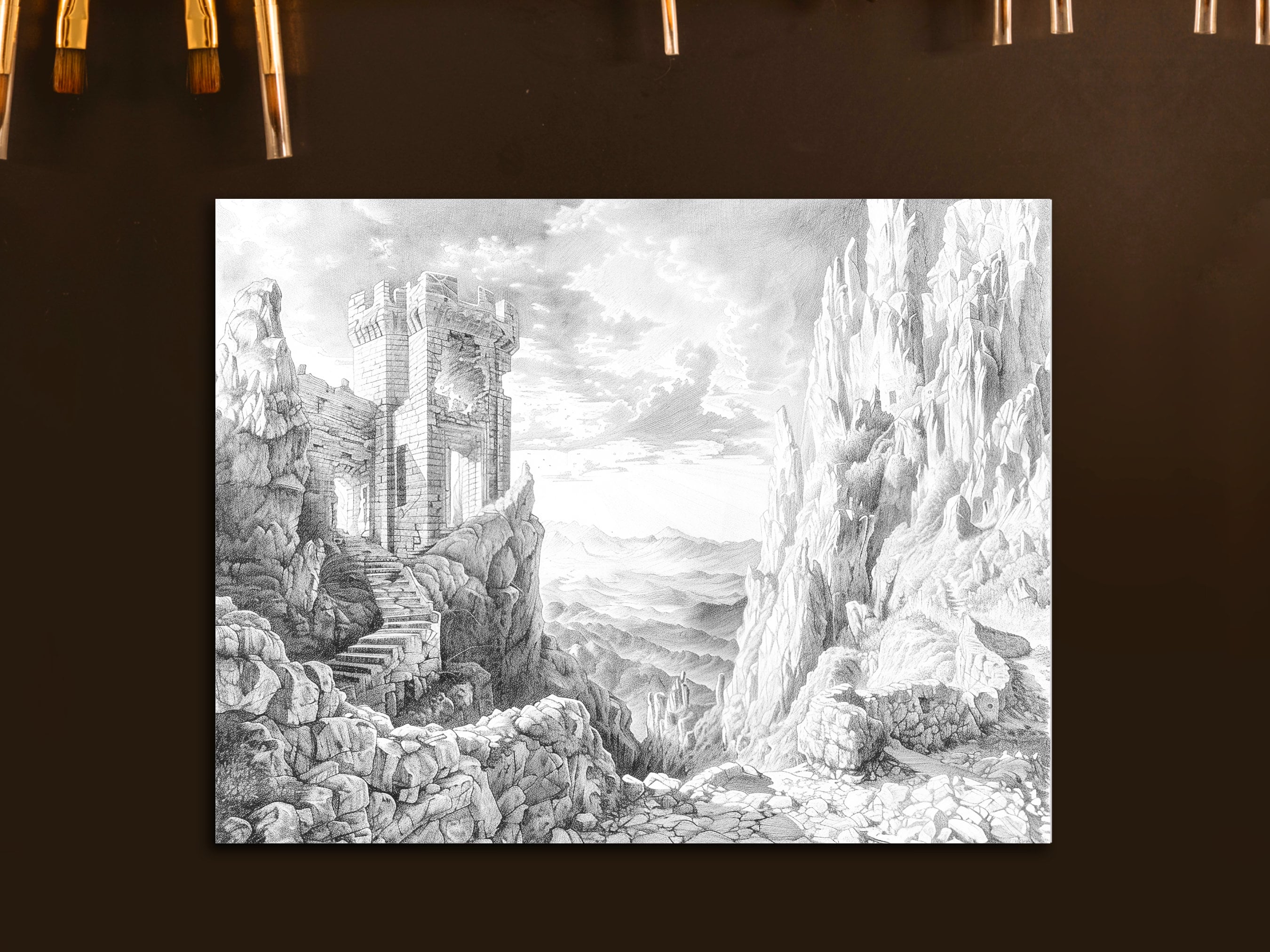 Abandoned Medieval Castles Adult Coloring Pages Overgrown Buildings ...