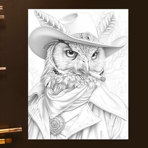 Wild West Pets Adult Coloring Pages, Cowboy Animals Grayscale Coloring ...