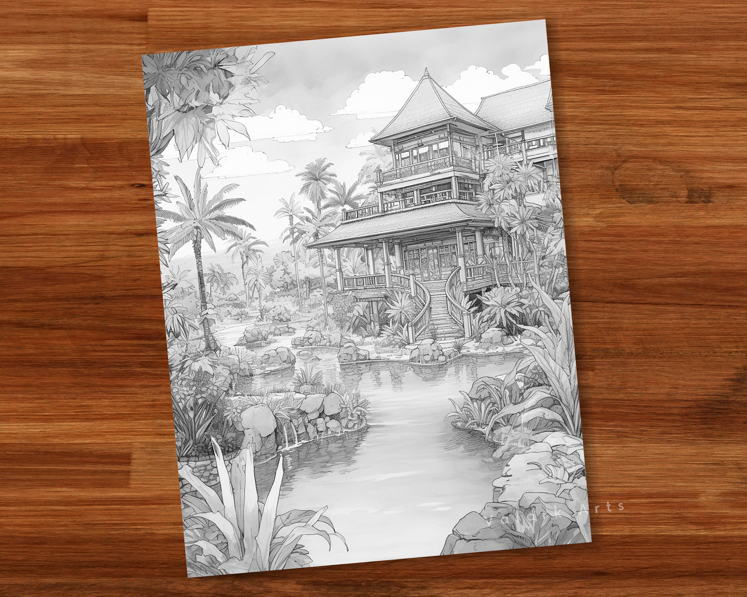 Summer Vacation Resorts Adult Coloring Book Beautiful - Etsy