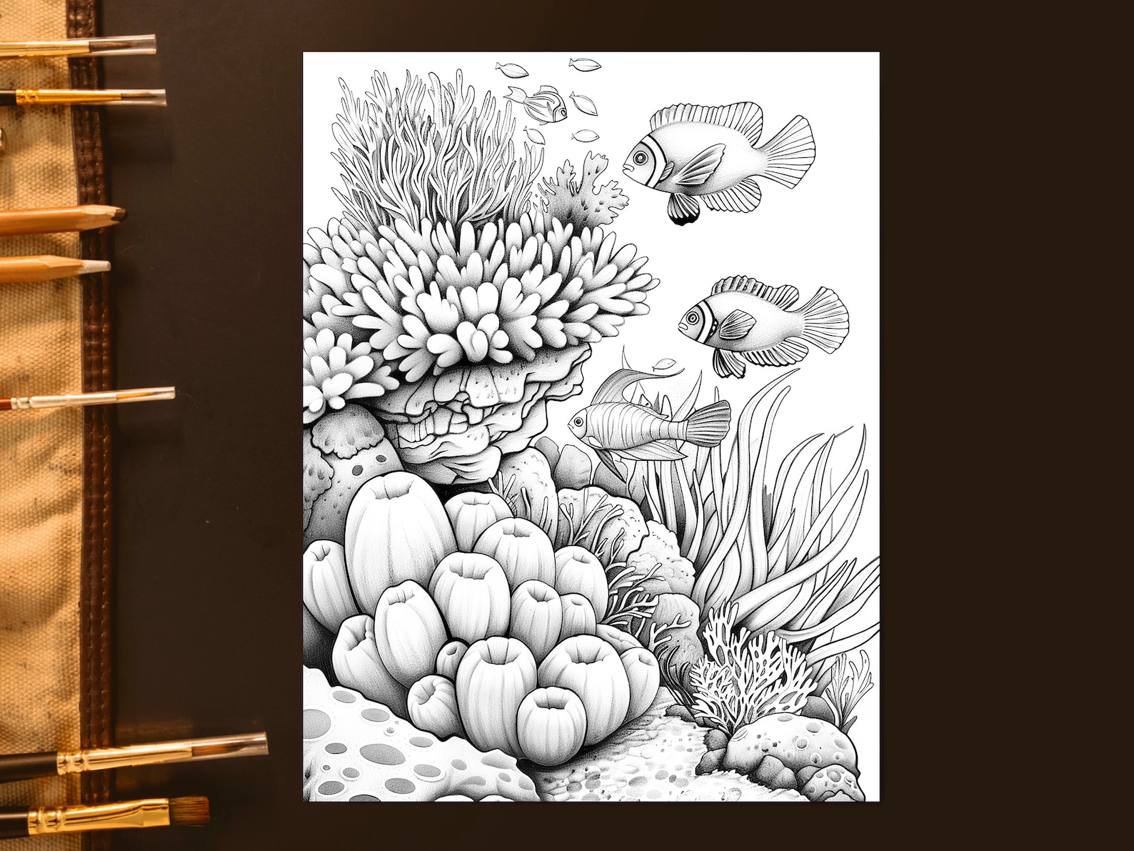 Ocean Worlds Adult Coloring Pages, Nature Wildlife Landscape Grayscale ...