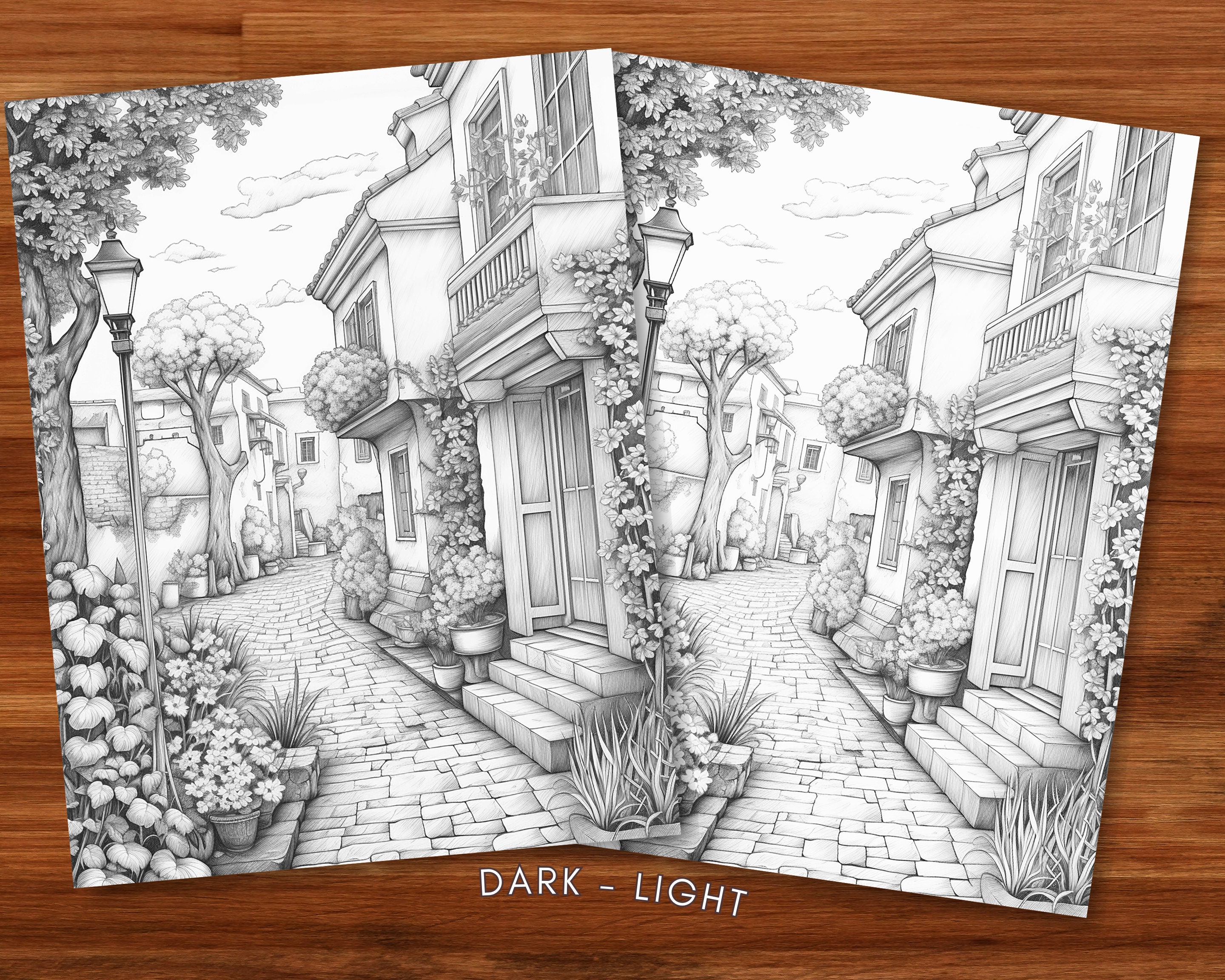 Beautiful City Alleys Adult Coloring Book Beautiful Landscapes ...