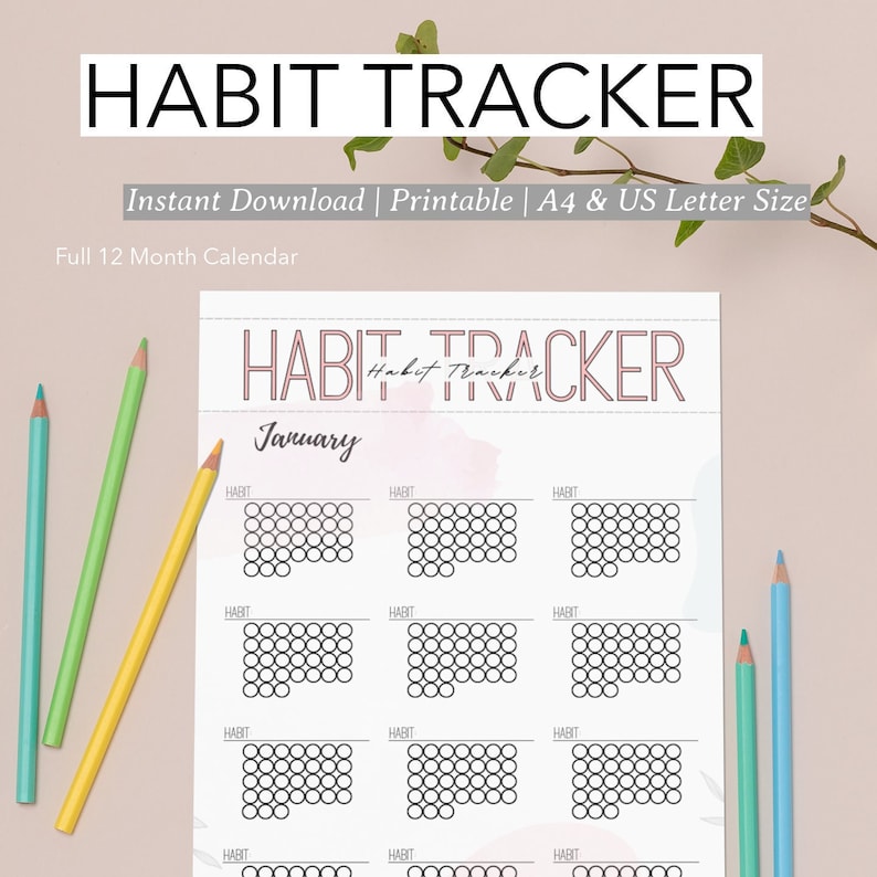 Habit Tracker Printable Daily Habit Checklist Full - Etsy