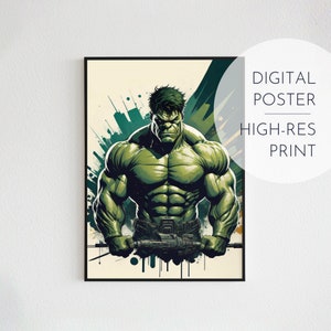 Superhero Poster, Digital Download, Hulk, Fan Art Movie Print ...