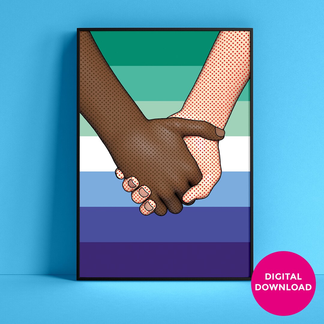 LGBTQ Gay Men Pride Flag Digital Printable Male Couple - Etsy