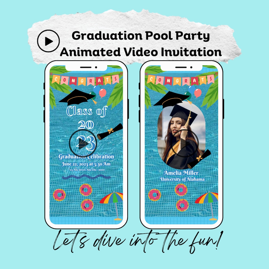 Graduation Pool Party Invitation Grad Pool Party - Etsy
