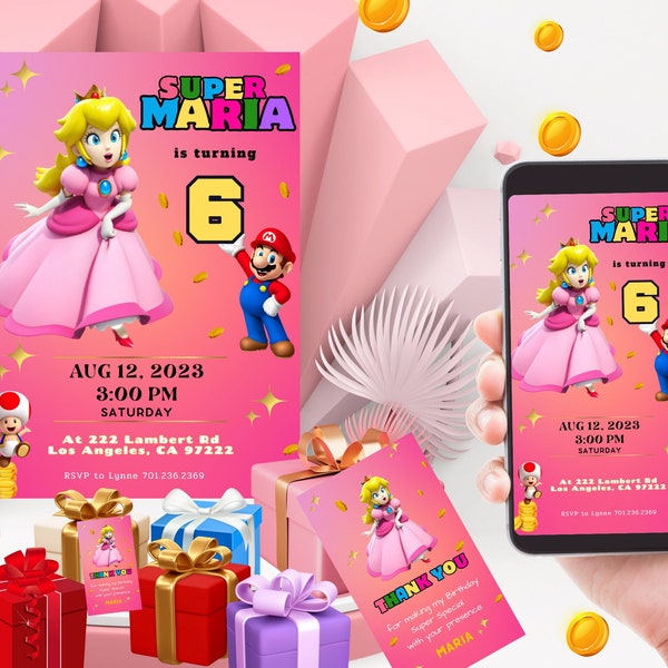 Princess Peach Thank You Card - Etsy