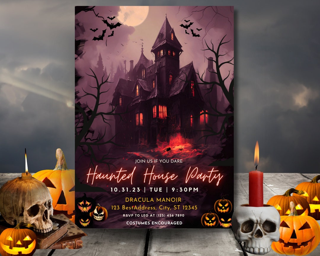 Editable Halloween Invitation Haunted House Halloween - Etsy