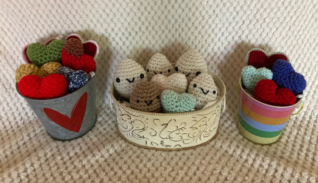 Crocheted Amigurumi Egg and Heart Buckets - Etsy