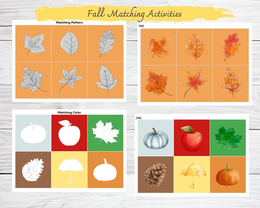 Fall Matching Activities, Printable Fall Activities, Toddler Matching ...