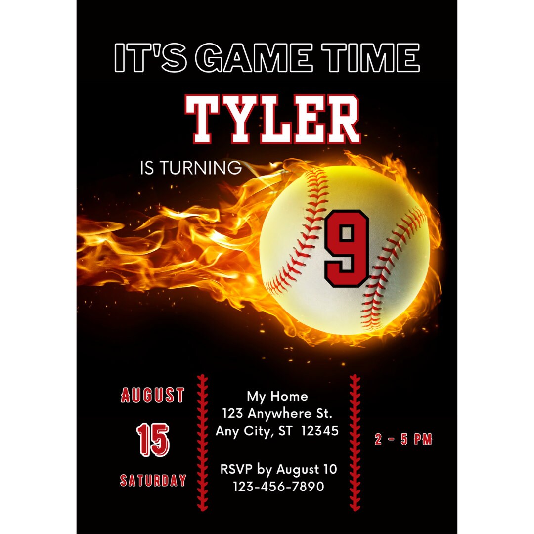 Editable Baseball Birthday Invitation Baseball Invite - Etsy