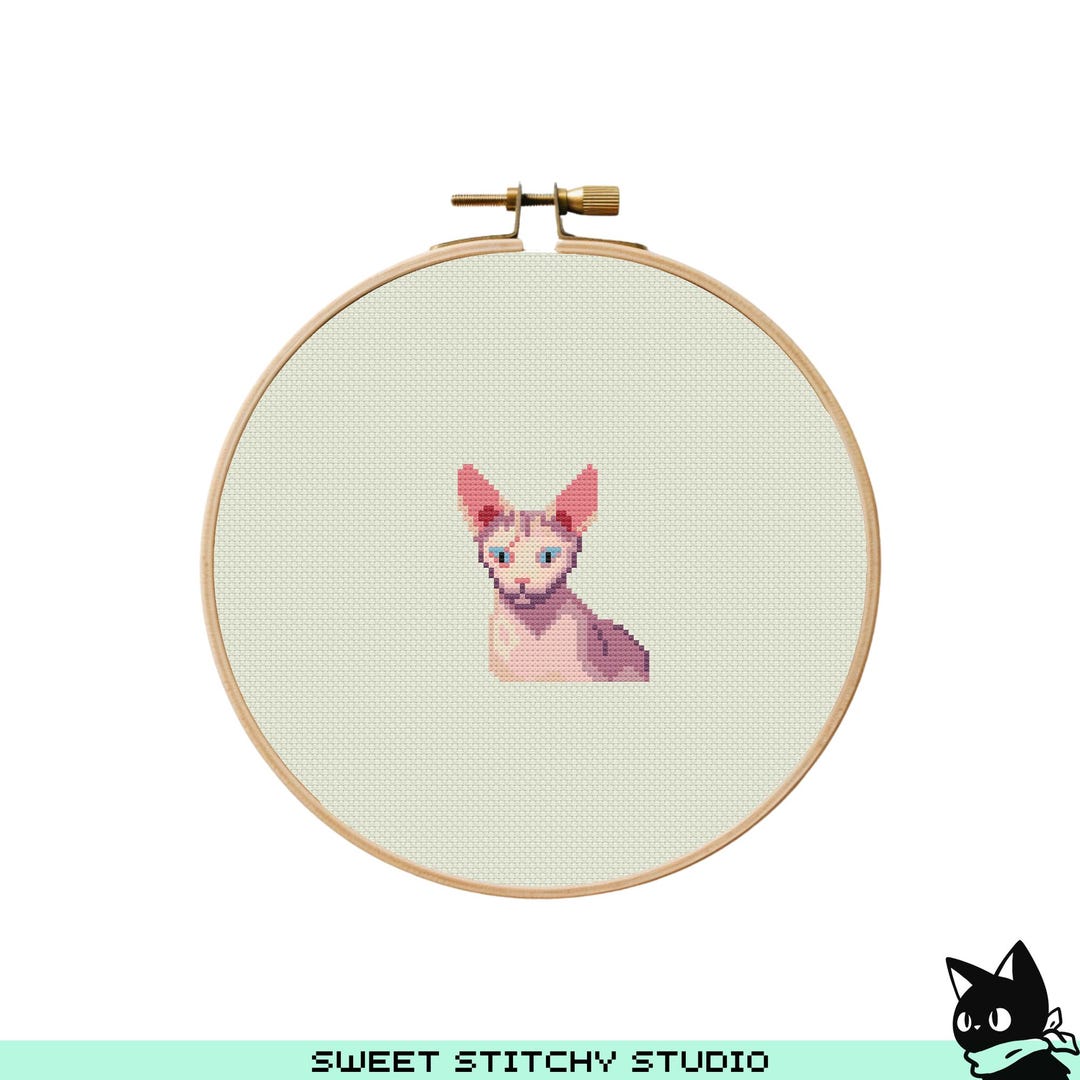 Cute Small Sphynx Cat Cross Stitch Pattern | Hoop Embroidery | PDF ...