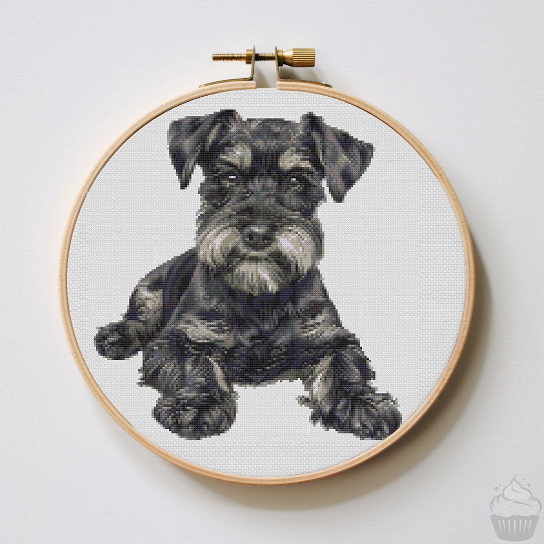 Cute Miniature Schnauzer Cross Stitch Pattern | Hoop Embroidery | PDF ...