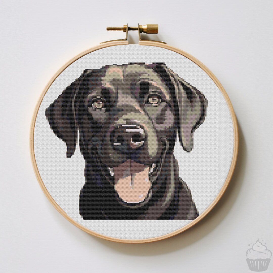 Labrador Cross Stitch Pattern Hoop Embroidery PDF Instant Download ...