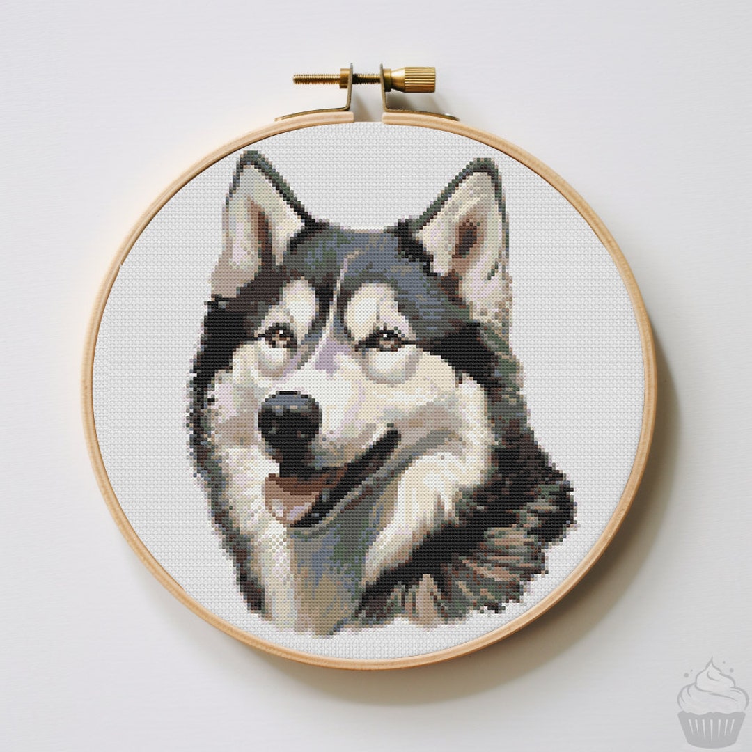 Husky Cross Stitch Pattern Hoop Embroidery PDF Instant Download ...