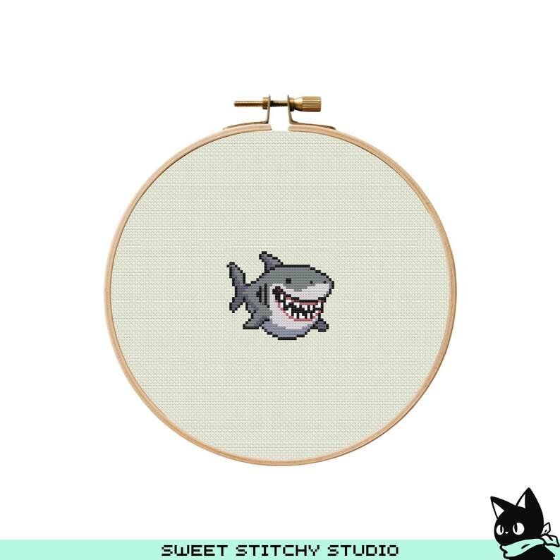 Cute Smiling Shark Cross Stitch Pattern | Hoop Embroidery | PDF ...