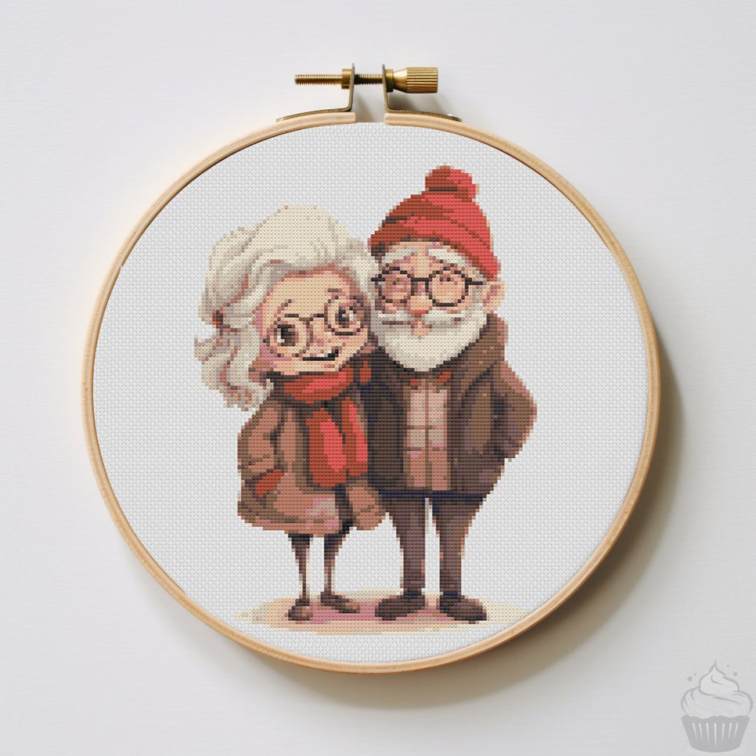 Cute Old Couple Cross Stitch Pattern Hoop Embroidery PDF - Etsy