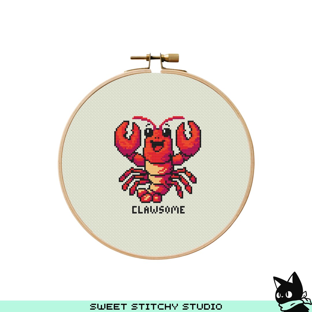 Cute Clawsome Lobster Cross Stitch Pattern | Hoop Embroidery | PDF ...