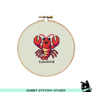 Cute Clawsome Lobster Cross Stitch Pattern | Hoop Embroidery | PDF ...