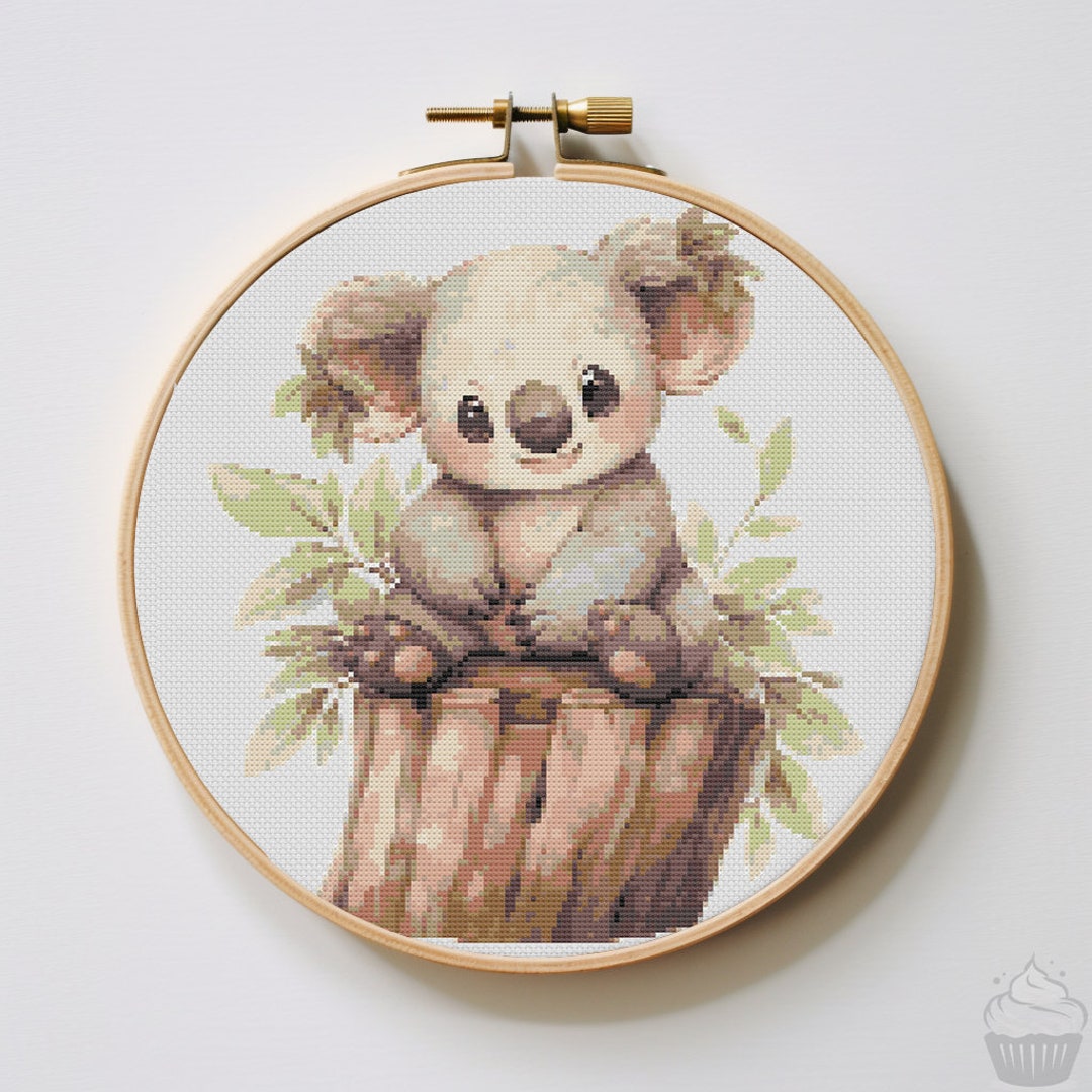 Cute Koala Cross Stitch Pattern Hoop Embroidery PDF Instant Download ...
