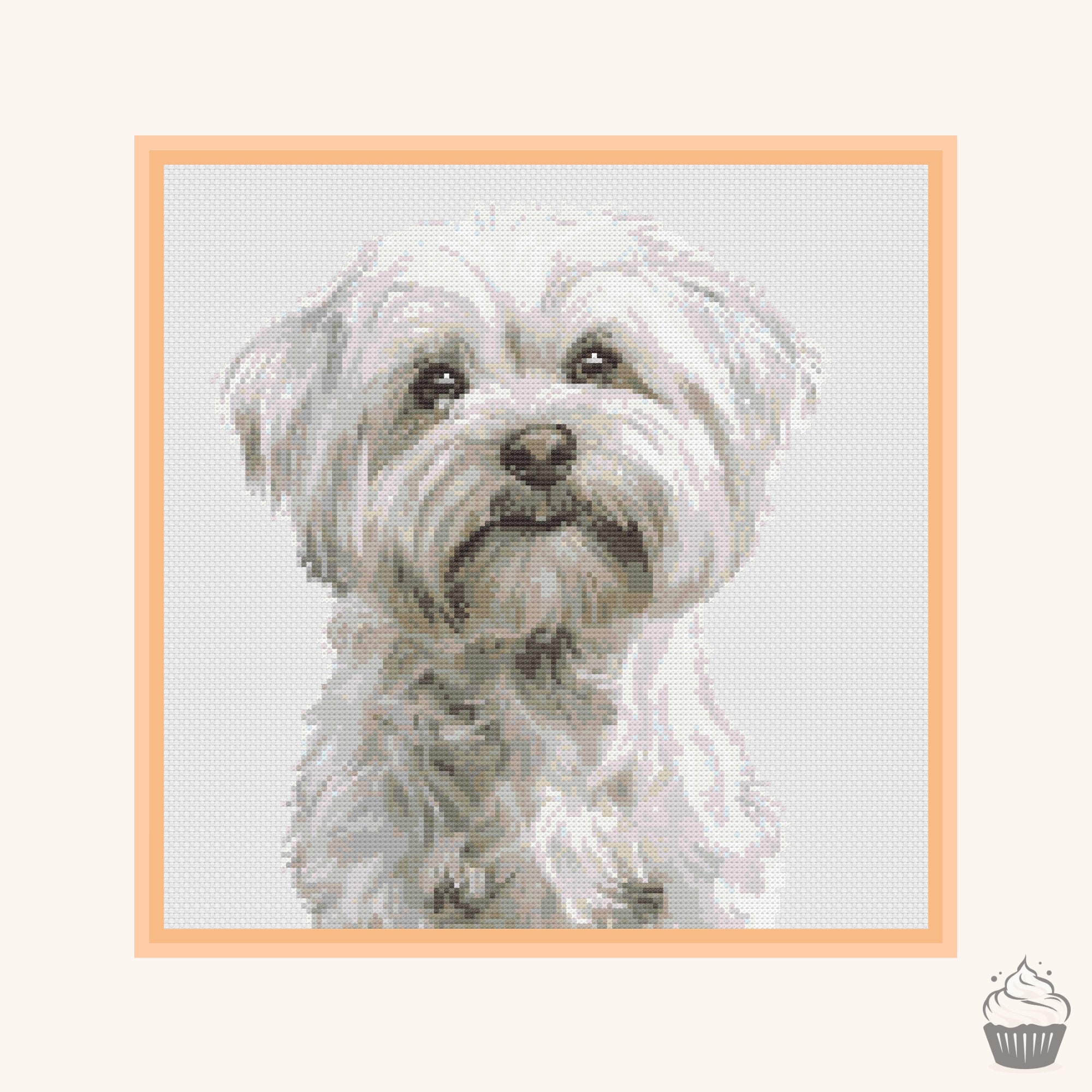 Cute Maltese Cross Stitch Pattern Hoop Embroidery PDF Instant Download ...