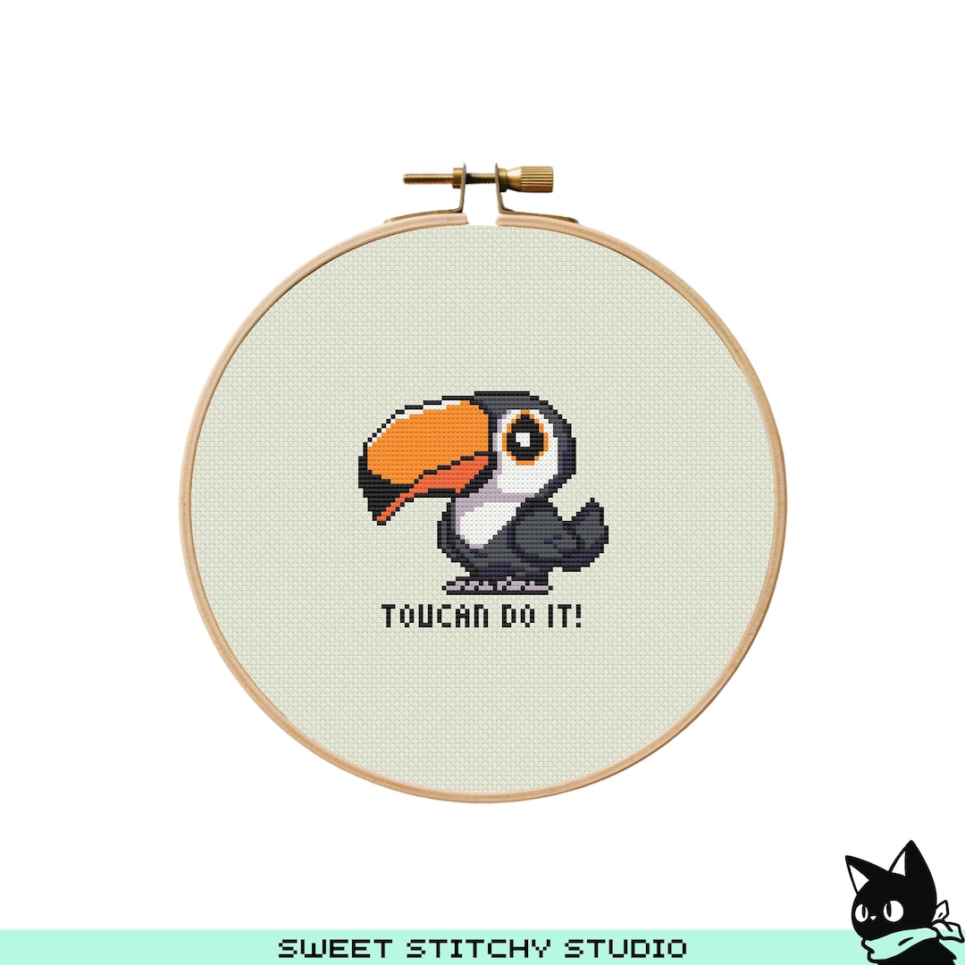 Cute Toucan Do It Cross Stitch Pattern | Hoop Embroidery | PDF ...