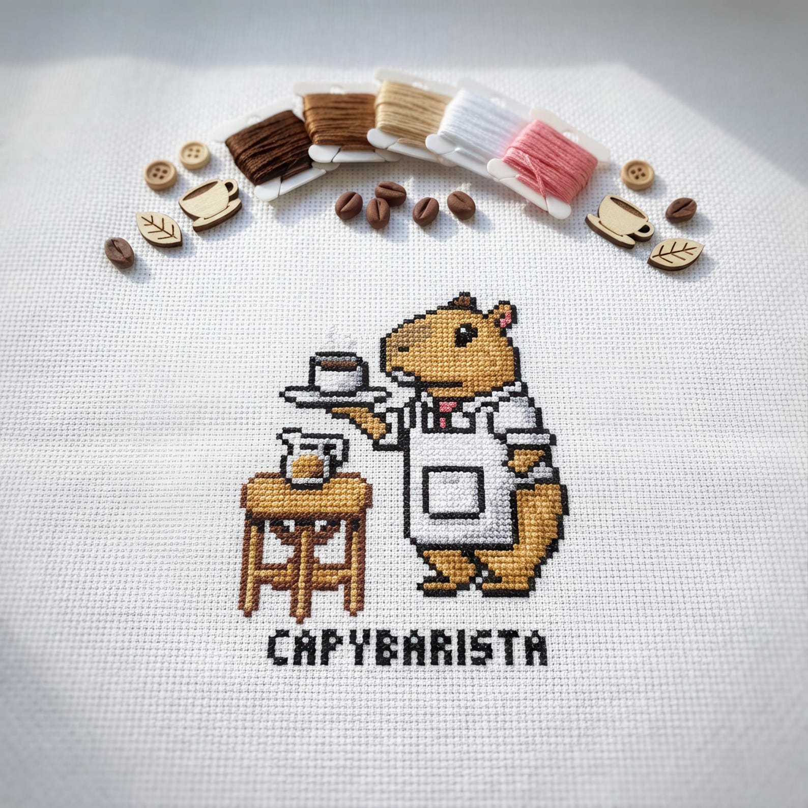 Cute Capybarista Capybara Barista Cross Stitch Pattern | Hoop ...