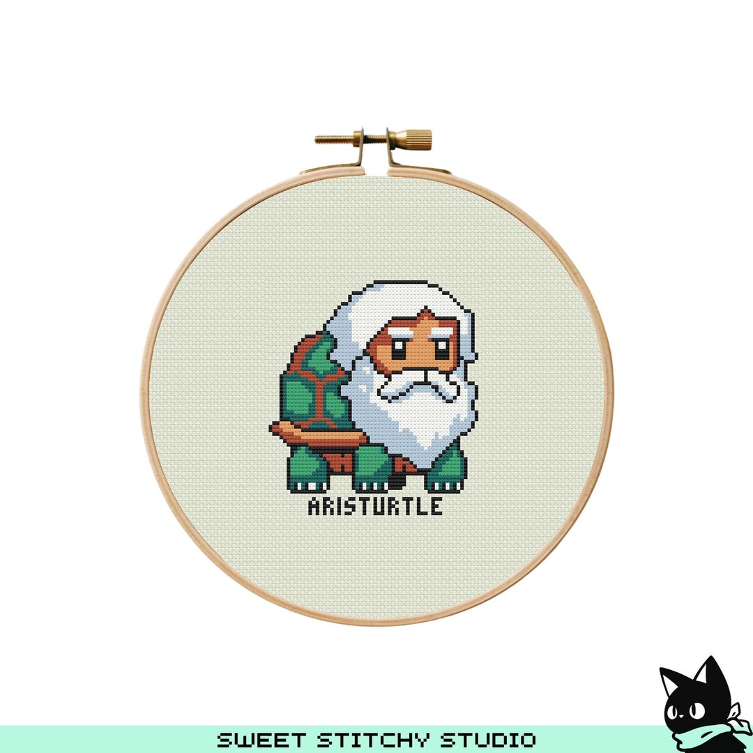 Cute Aristotle Turtle Aristurtle Cross Stitch Pattern | Hoop Embroidery | PDF | Instant Download ...