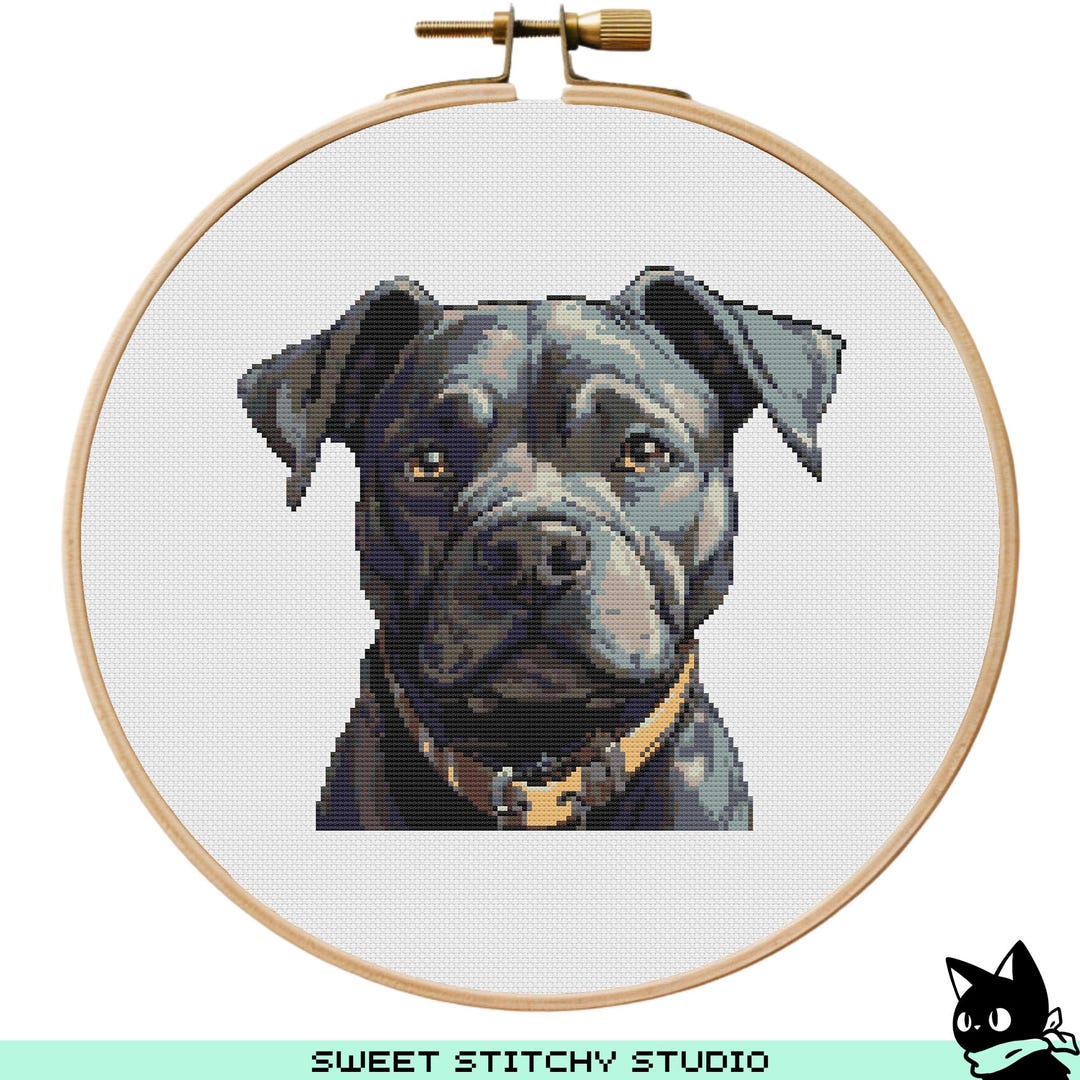 Pitbull Cross Stitch Pattern | Hoop Embroidery | PDF | Instant Download ...