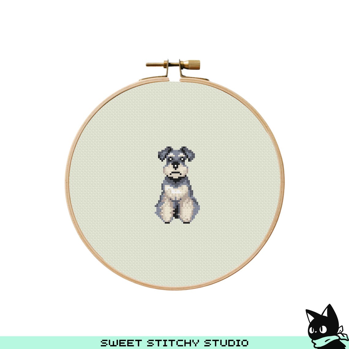 Cute Miniature Schnauzer Cross Stitch Pattern | Hoop Embroidery | PDF ...