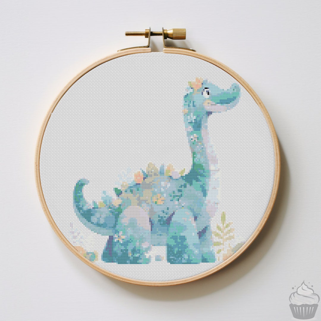 Cute Baby Dinosaur Cross Stitch Pattern Hoop Embroidery - Etsy