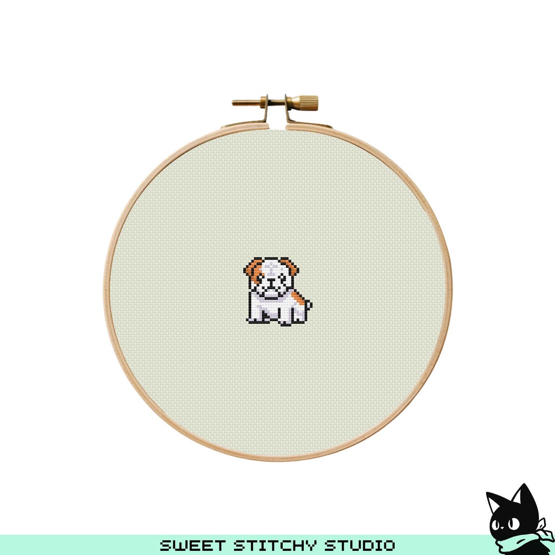 Cute Small English Bulldog Cross Stitch Pattern | Hoop Embroidery | PDF ...