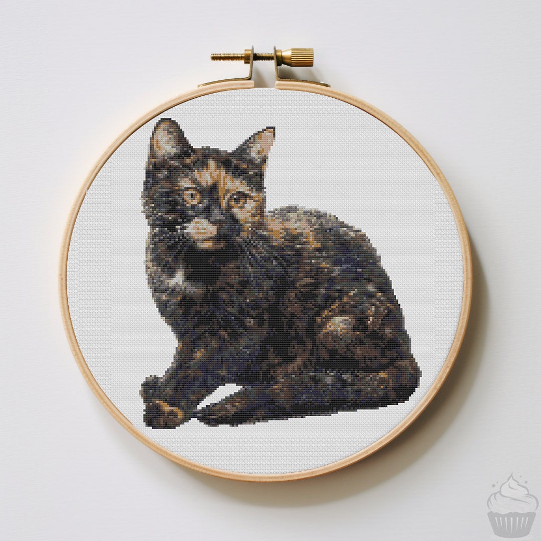 Cute Tortoiseshell Cat Cross Stitch Pattern | Hoop Embroidery | PDF ...