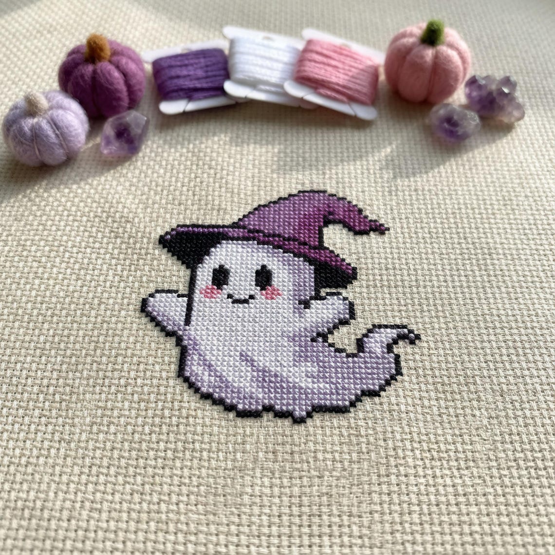Cute Ghost Wizard Cross Stitch Pattern | Hoop Embroidery | PDF ...