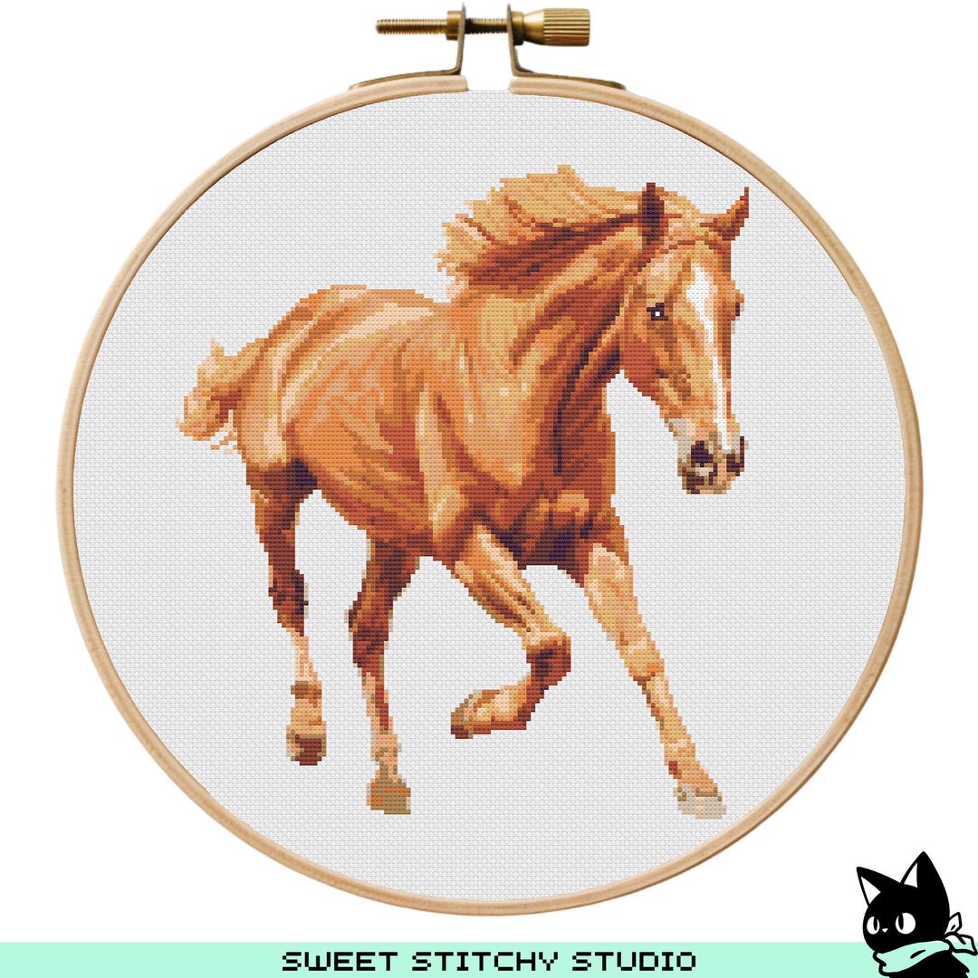 Running Horse Cross Stitch Pattern | Hoop Embroidery | PDF | Instant ...
