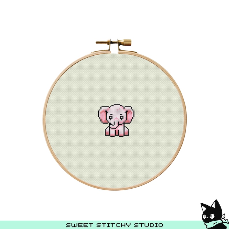 Cute Small Elephant Cross Stitch Pattern | Hoop Embroidery | PDF ...
