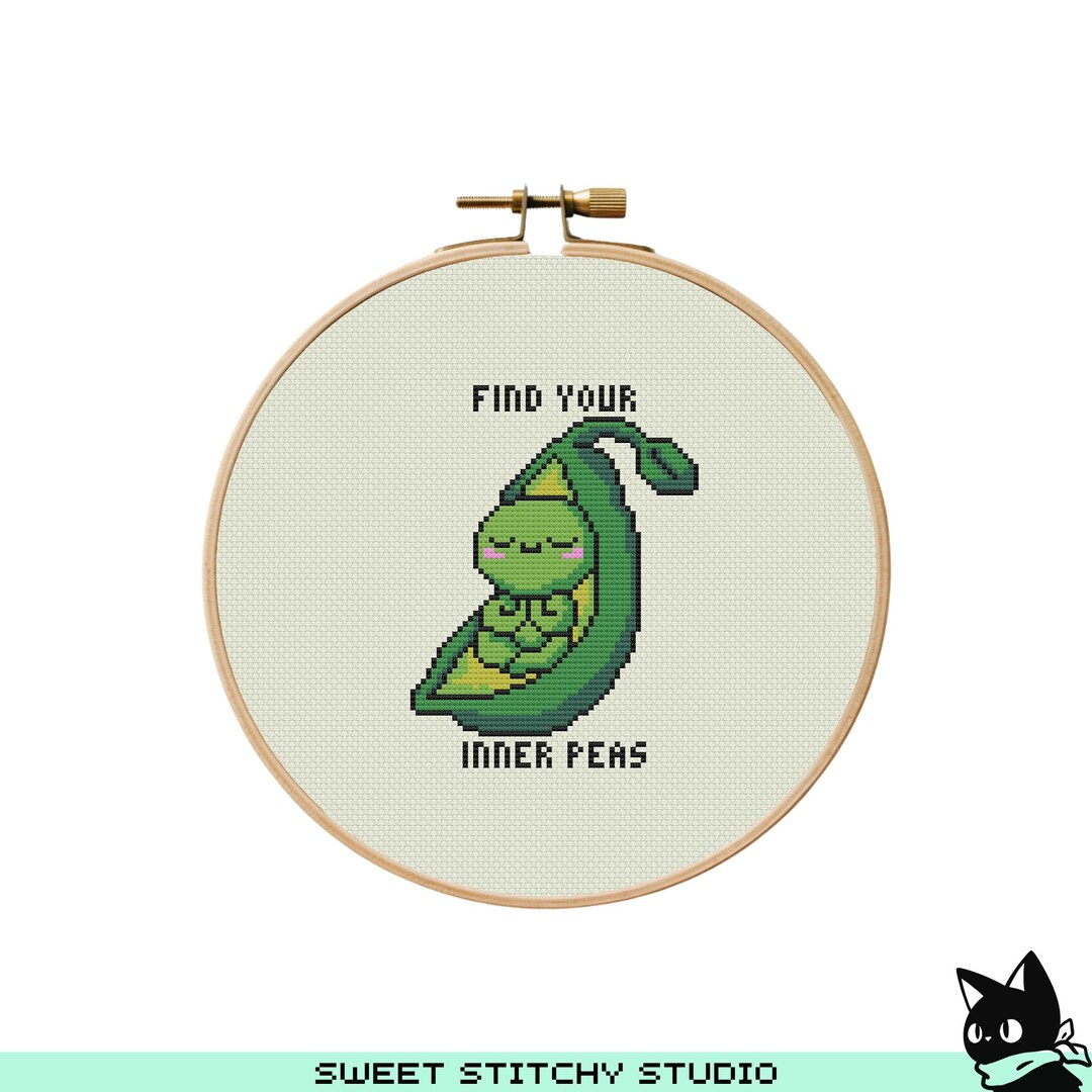 Cute Inner Peas Cross Stitch Pattern | Hoop Embroidery | PDF | Instant ...