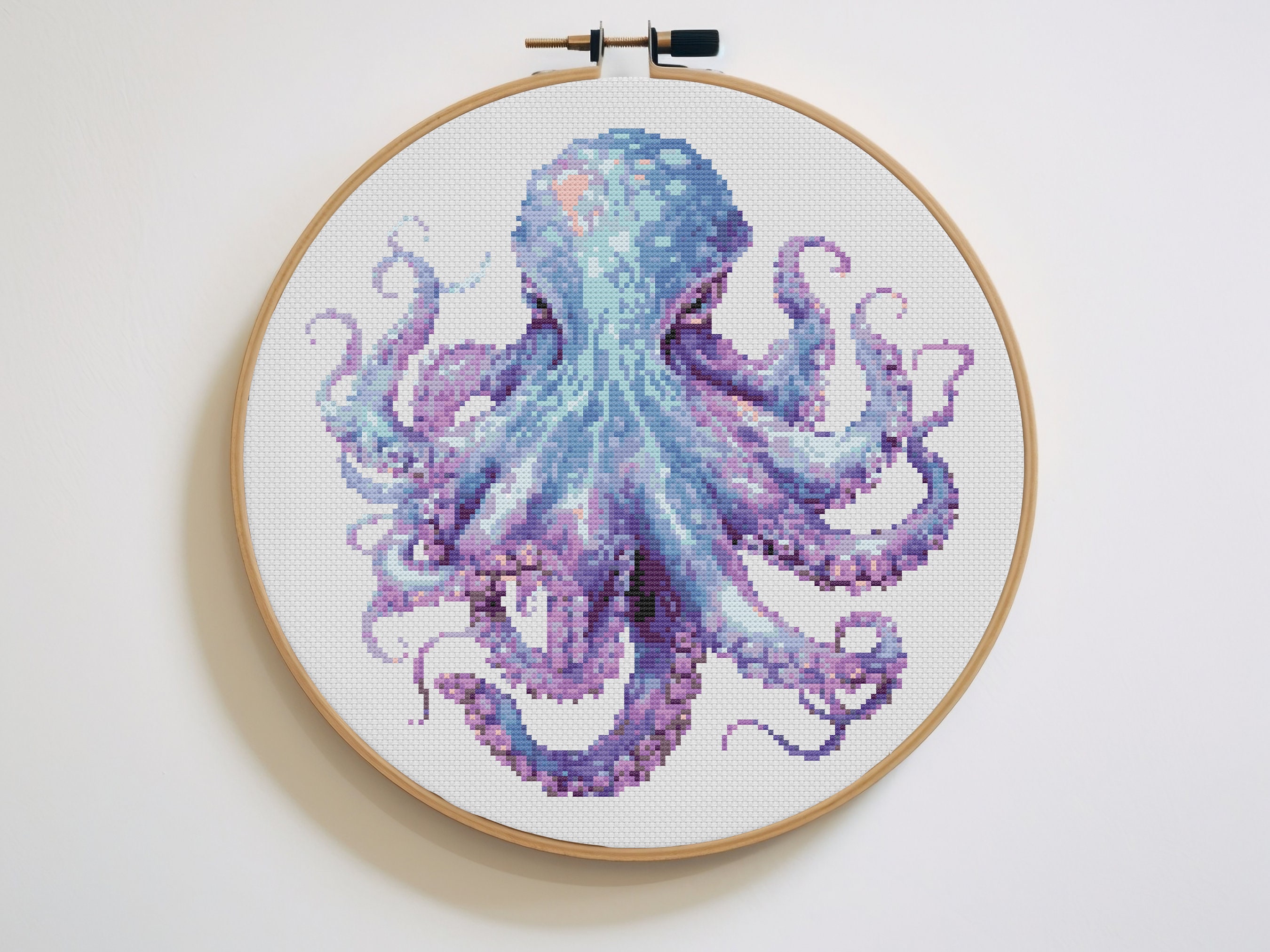 Octopus Sea Creature Cross Stitch Pattern Hoop Embroidery - Etsy