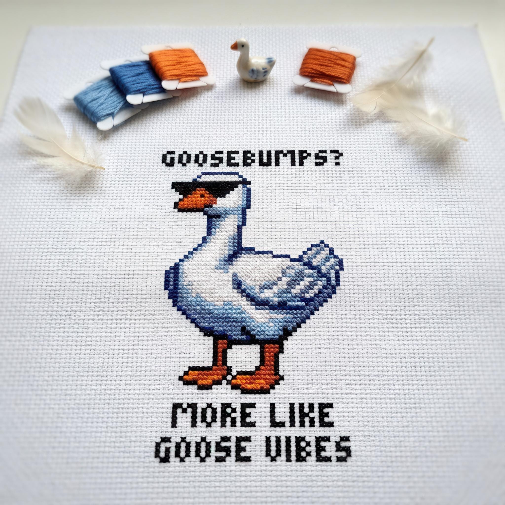 Cute Goose Vibes Goosebumps Cross Stitch Pattern | Hoop Embroidery ...