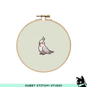 Cute Small Cockatiel Cross Stitch Pattern | Hoop Embroidery | PDF ...