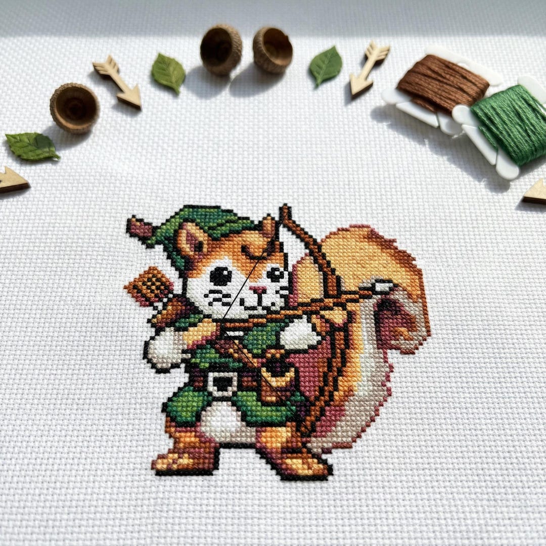 Cute Squirrel Archer Cross Stitch Pattern | Hoop Embroidery | PDF ...