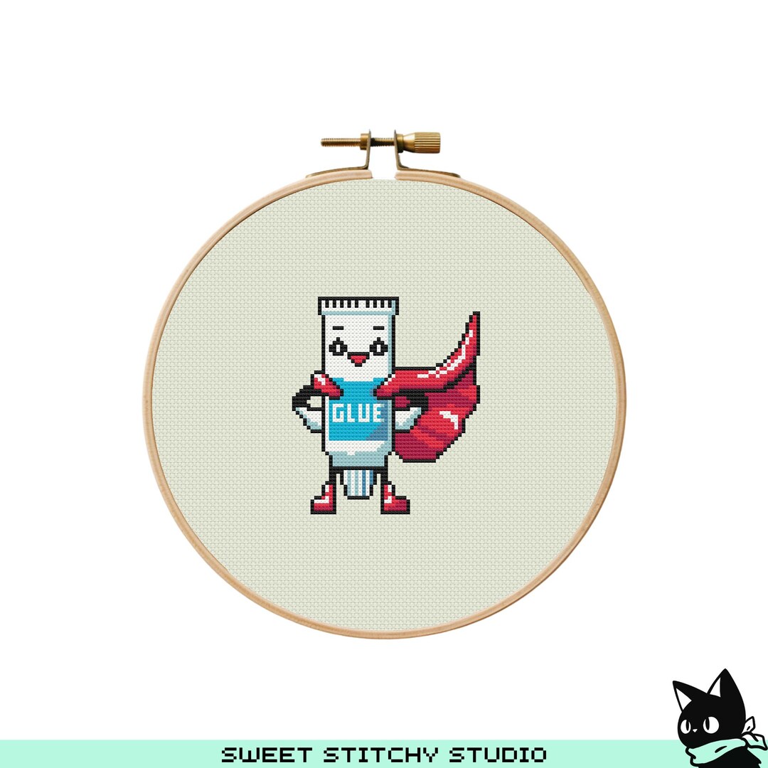 Cute Super Glue Hero Cross Stitch Pattern | Hoop Embroidery | PDF ...