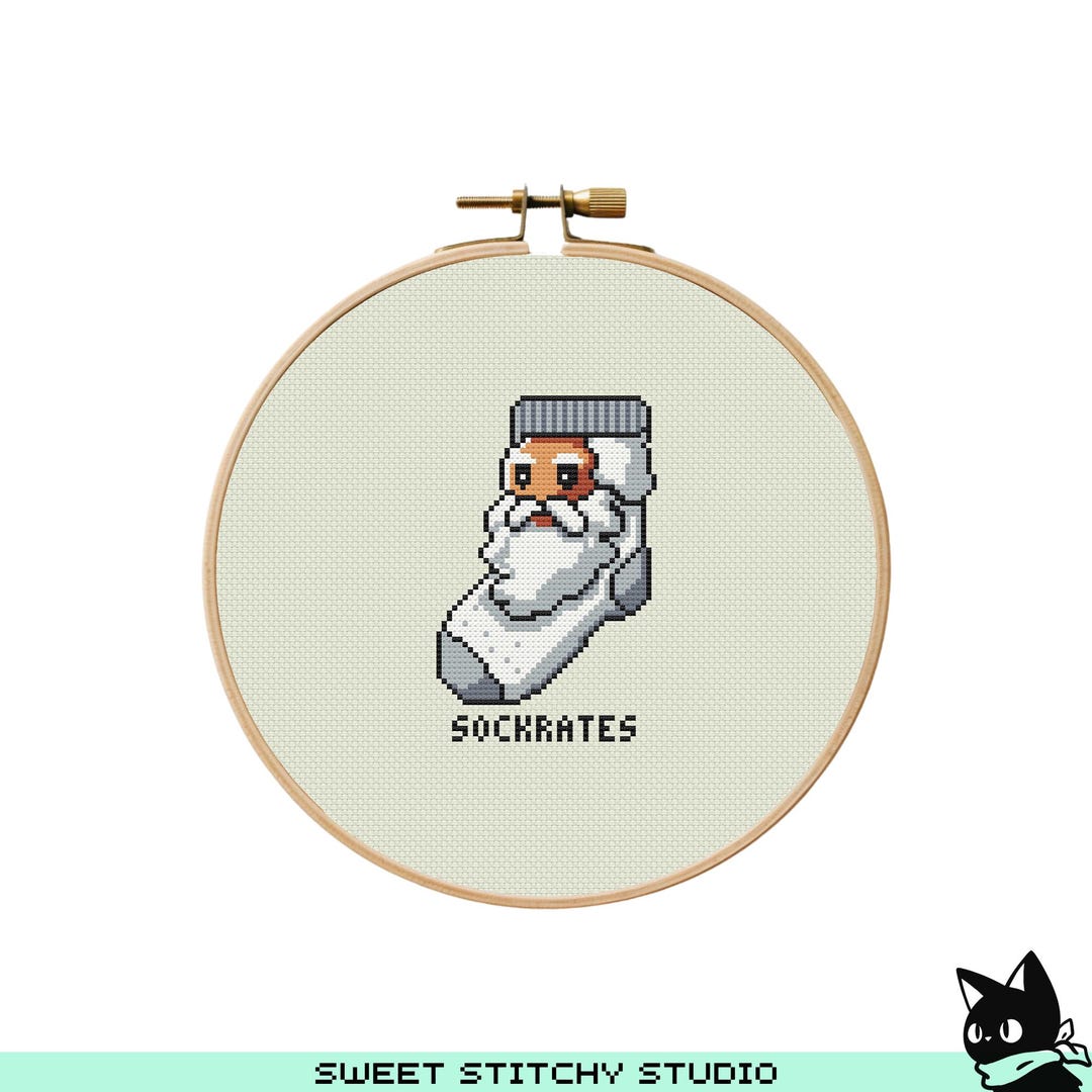 Cute Sockrates Sock Socrates Cross Stitch Pattern | Hoop Embroidery ...